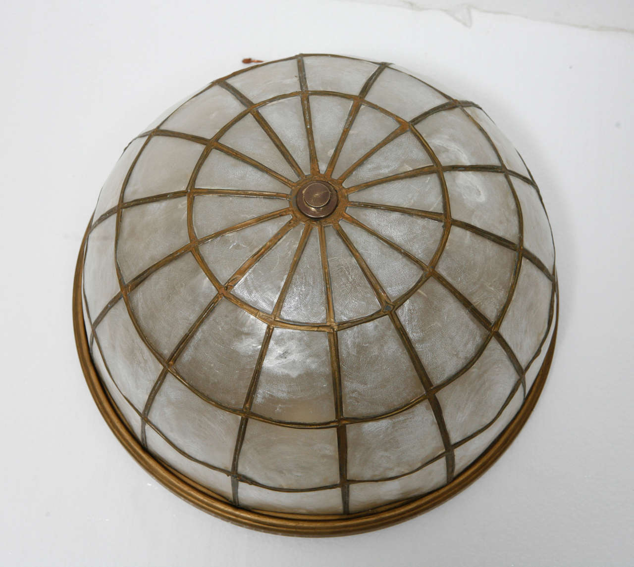 Vintage 60's Mid-Century Modern Capiz Shell Dome Light For Sale at 1stDibs