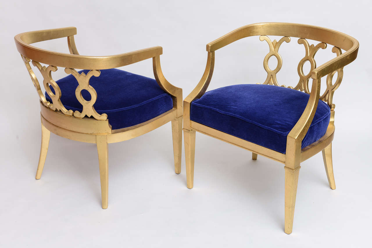 Pair of Vintage Dorothy Draper Attribution Hollywood Regency Chairs at ...
