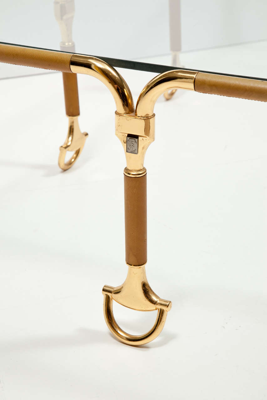 Rare Gucci Italian Leather Cocktail Table with Gold-Plated Equestrian ...