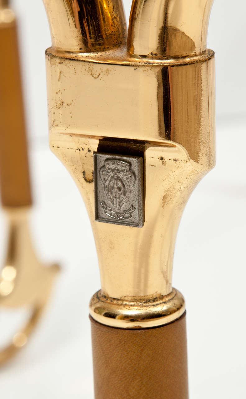 Rare Gucci Italian Leather Cocktail Table with Gold-Plated Equestrian ...