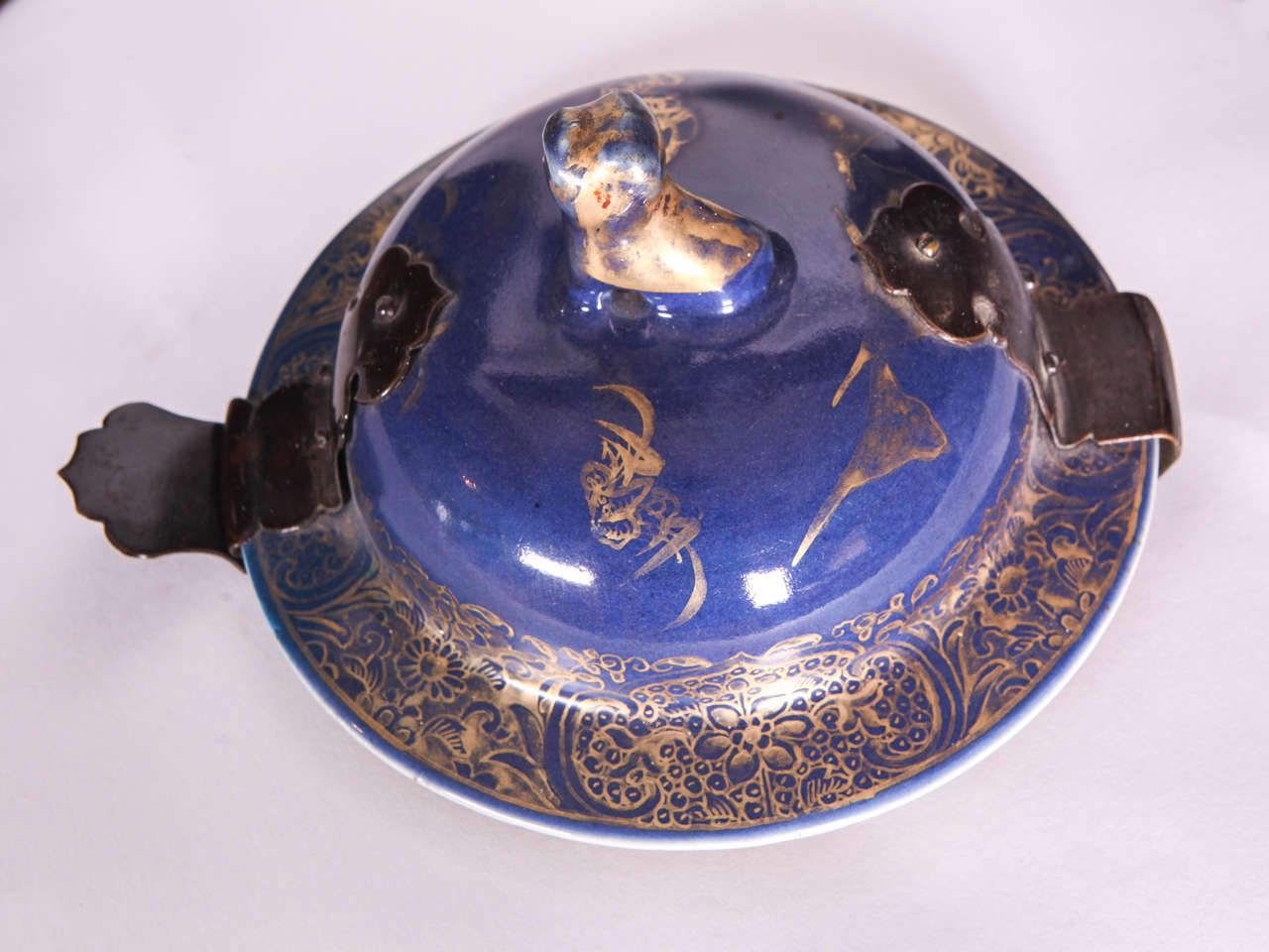 Pair of 18th Century Chinese Powder Blue, Gilt Decorated Jars at 1stDibs