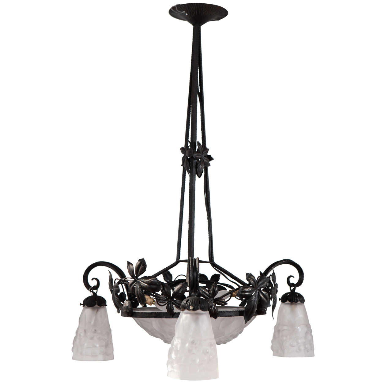 French Iron Round Rustic Chandelier For Sale at 1stDibs