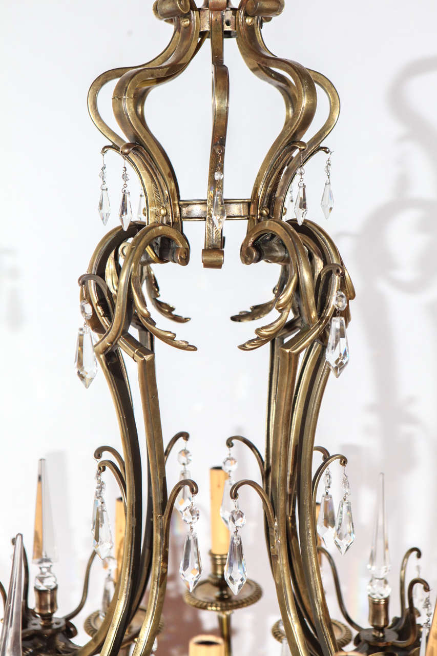 European Bronze and Crystal Chandelier For Sale at 1stDibs
