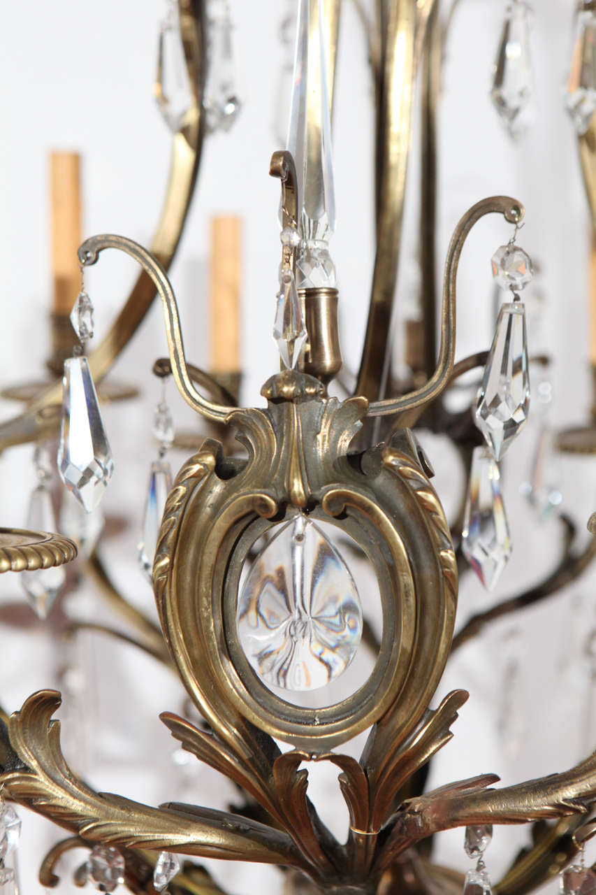 European Bronze and Crystal Chandelier For Sale at 1stDibs