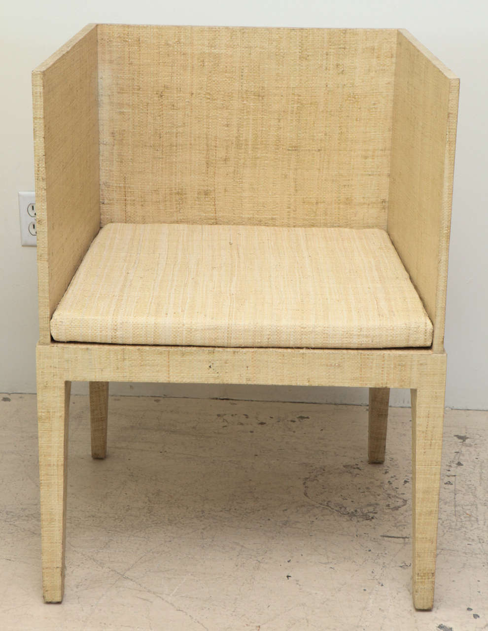 Pair of Grass Cloth Side Chairs at 1stDibs