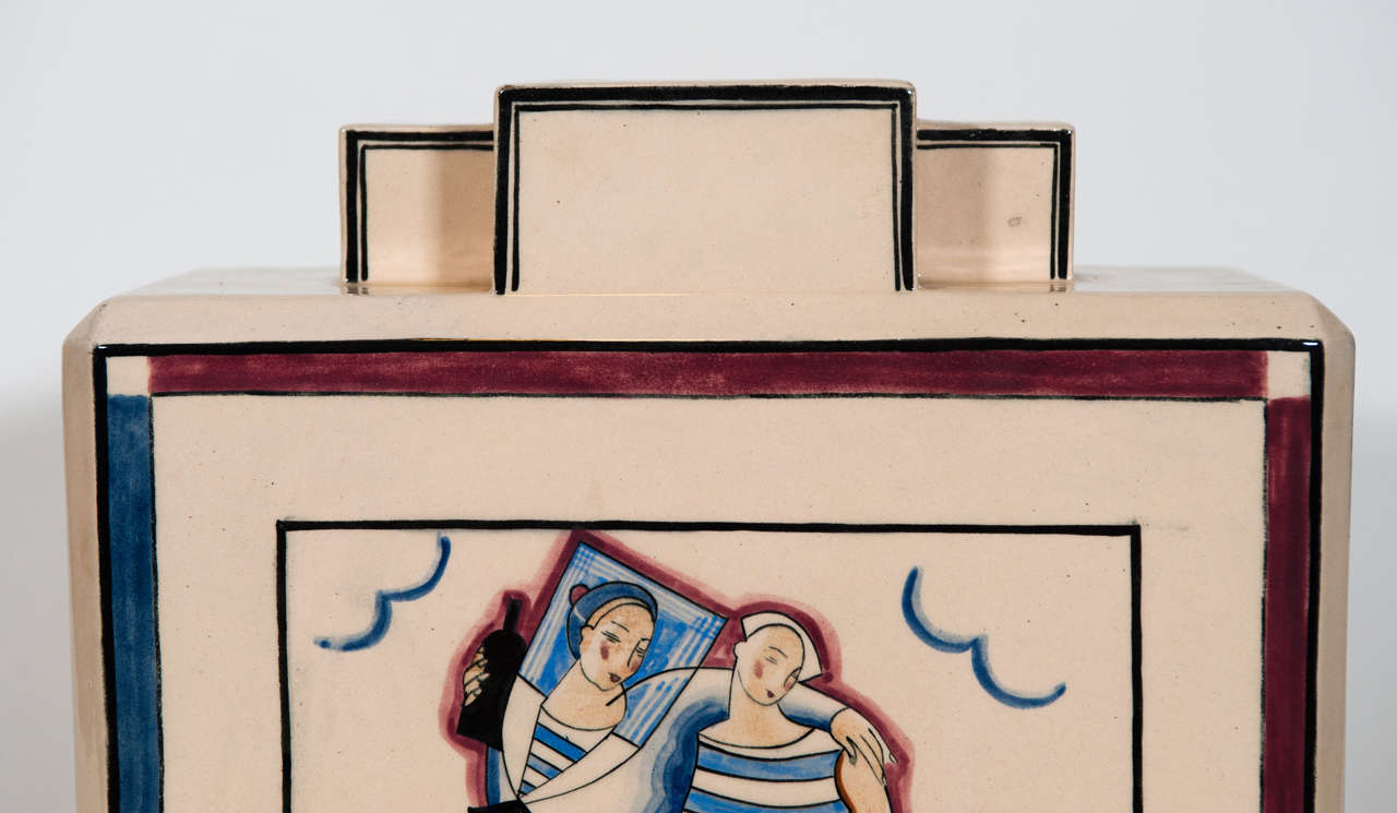 Monumental Art Deco Ceramic Vase by Robert Lallemant at 1stDibs