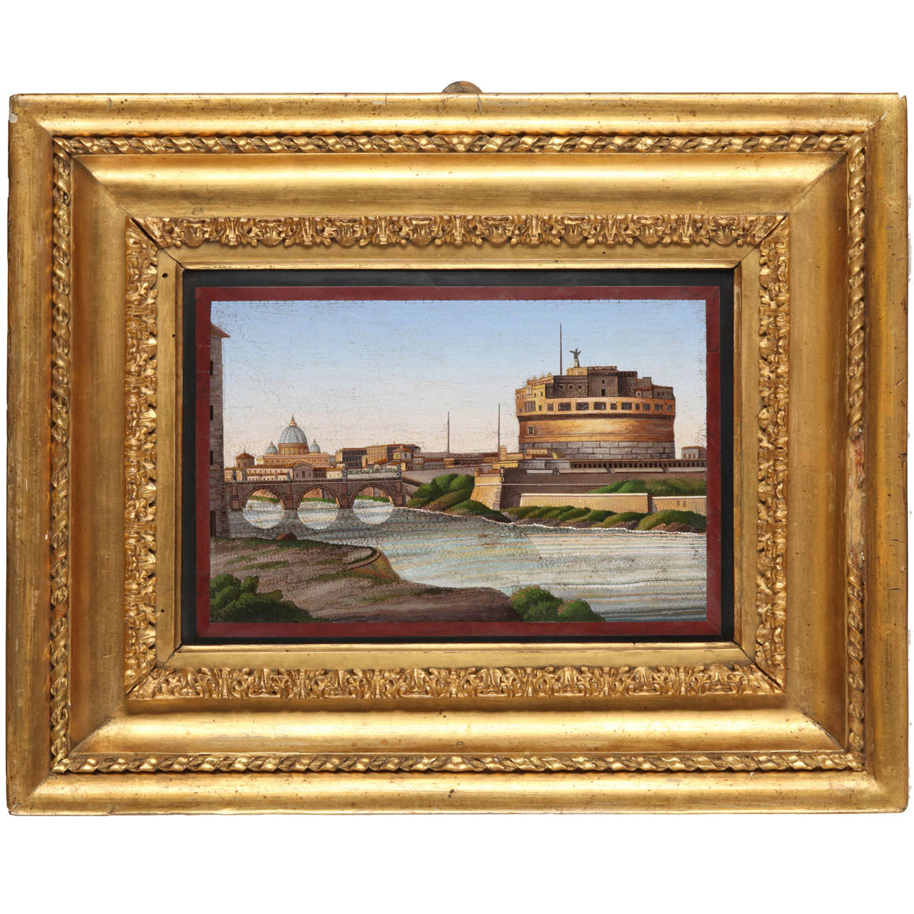 19th Century Italian (Rome) Fine micro mosaic of Castel Sant'Angelo in ...