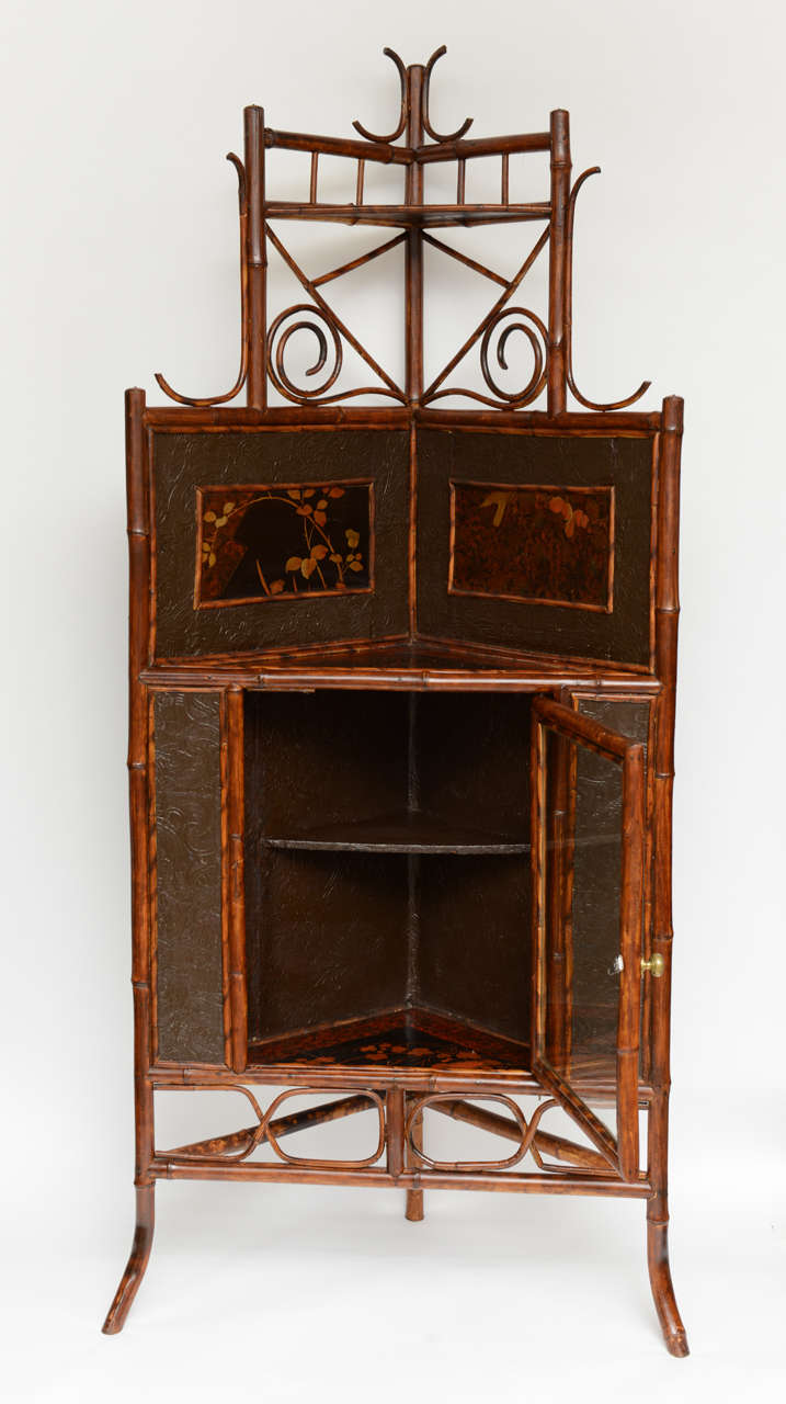Rare 19th c.English bamboo Corner cabinet at 1stdibs