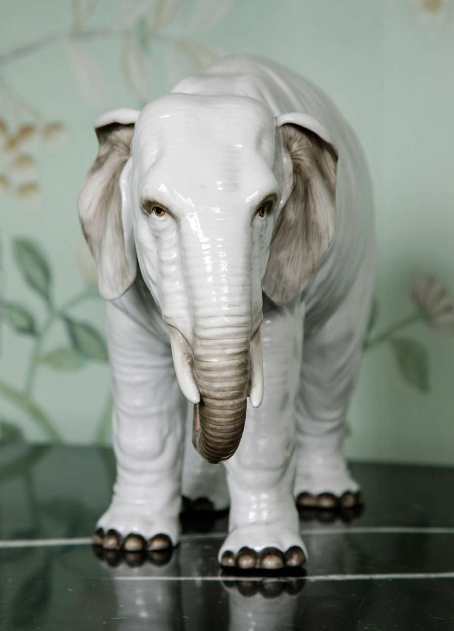 Pair of Large White Porcelain Elephants at 1stDibs | large porcelain ...