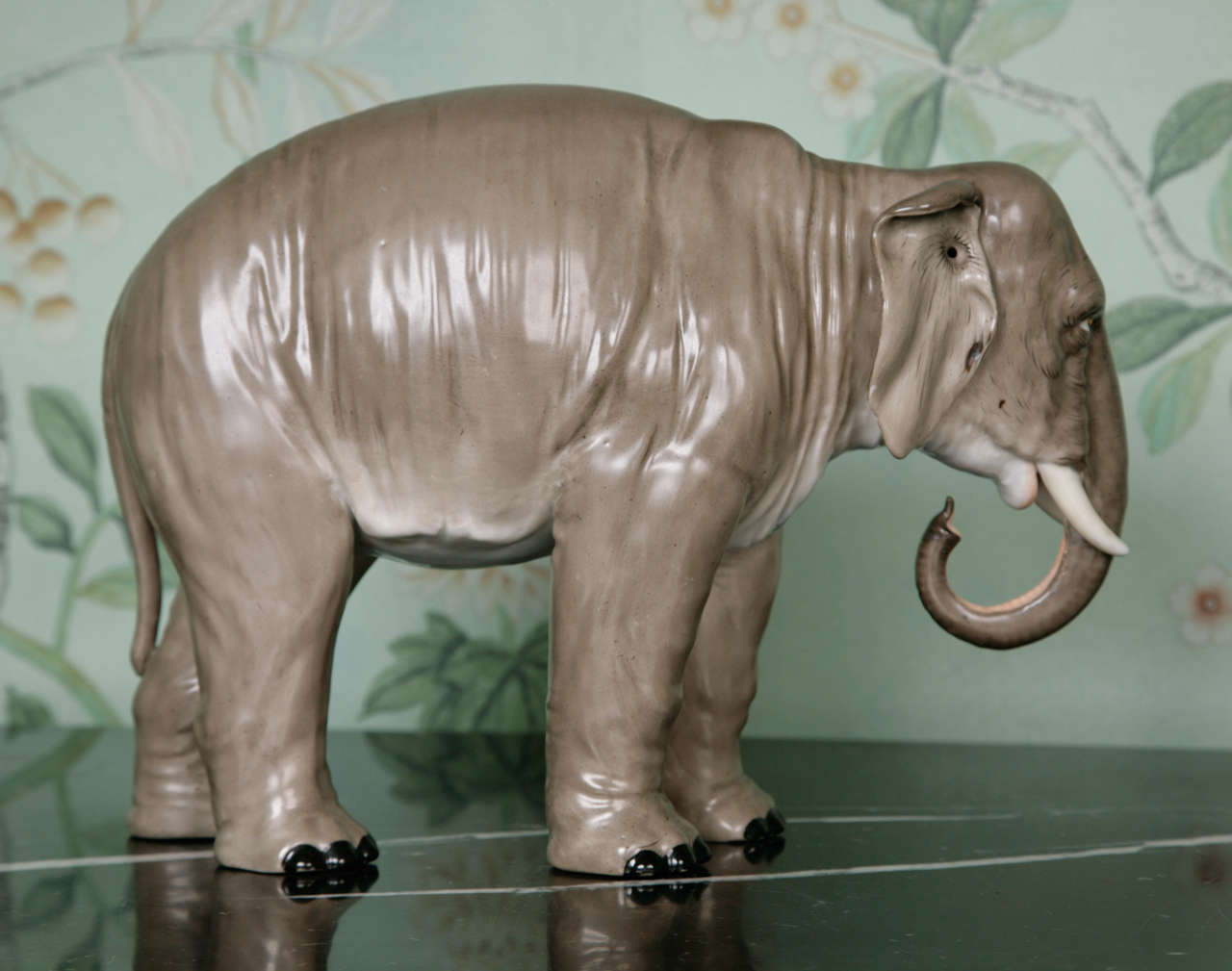 A Large Pair of Grey Porcelain Elephants at 1stDibs