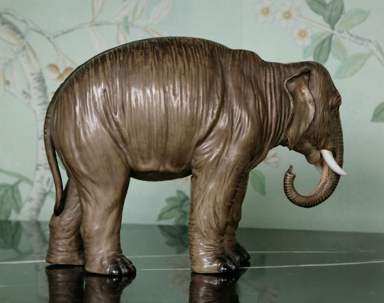 A Large Pair of Grey Porcelain Elephants at 1stDibs