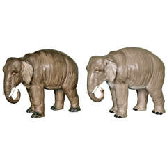 A Large Pair of Grey Porcelain Elephants at 1stDibs