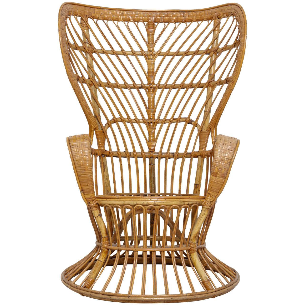 High Rattan Wingback Chair Designed by Lio Carminati and Gio Ponti at ...