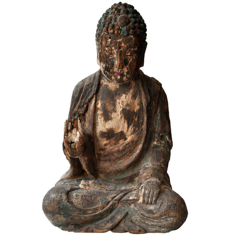 Wooden Buddha Statue at 1stDibs