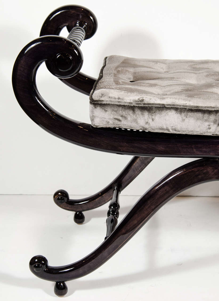 Elegant 1940s Hollywood Sleigh Bench with Scroll Arm Design at 1stDibs ...
