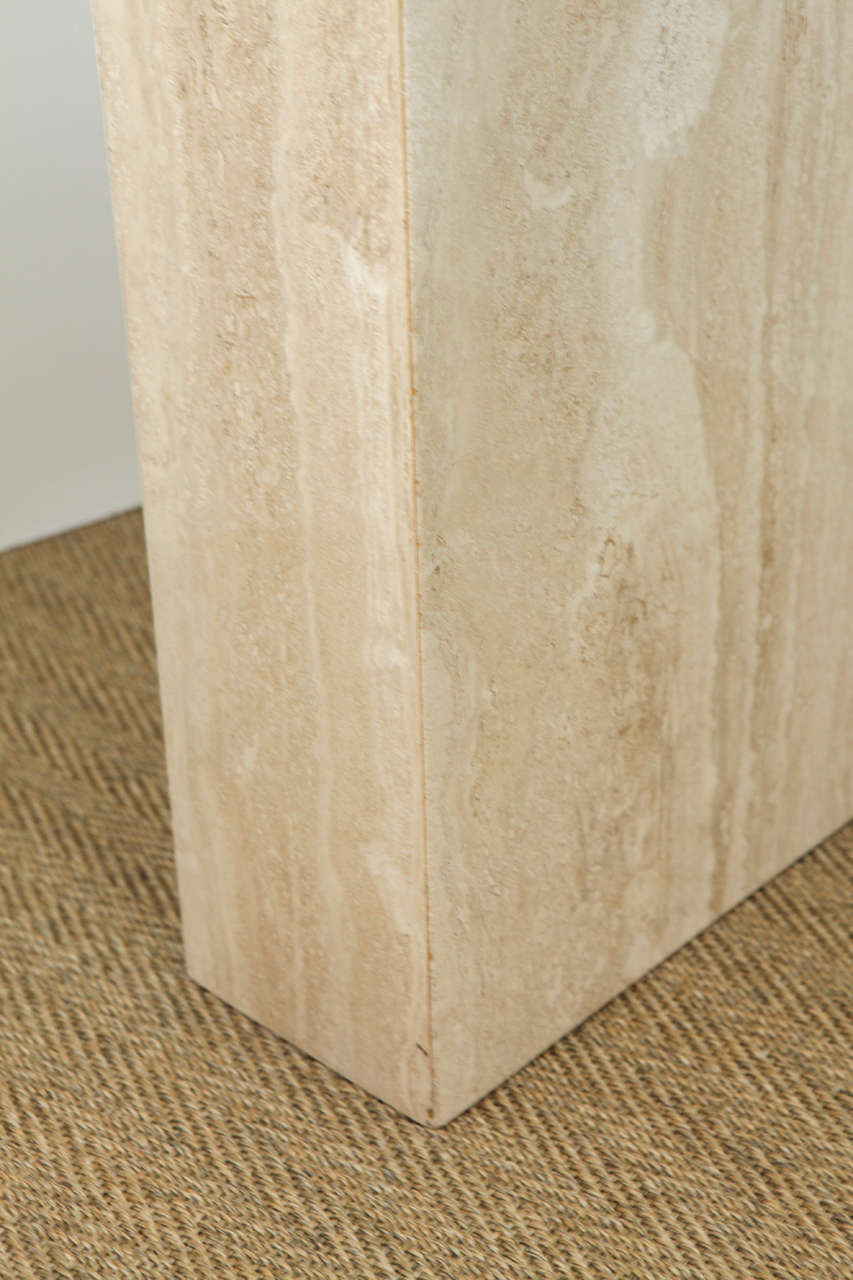 Travertine and Glass Dining Table at 1stDibs