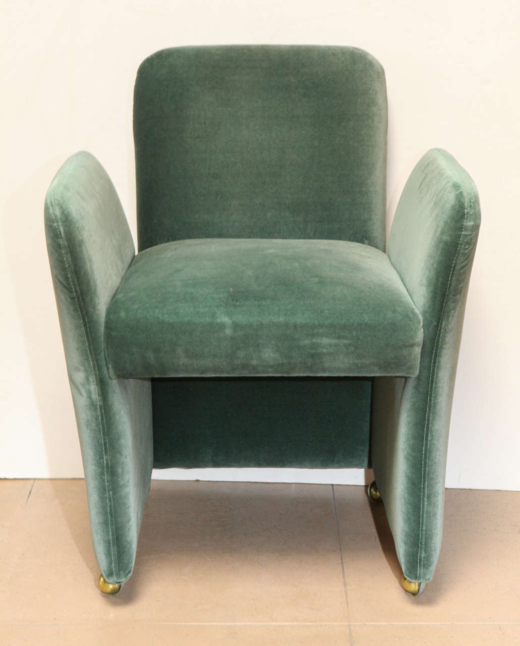 Set of Six Upholstered Green Pace Chairs at 1stDibs