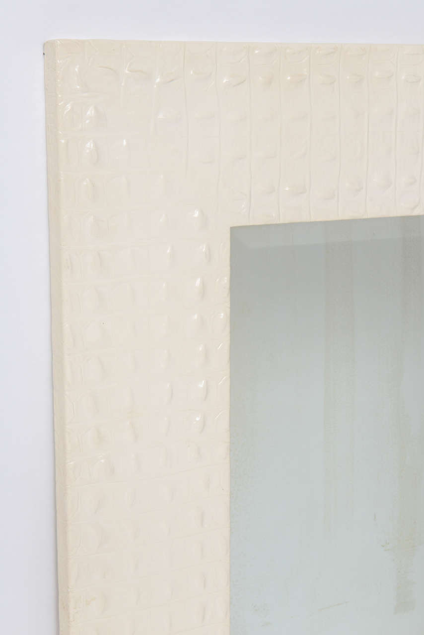Karl Springer Mirror in Crocodile-Embossed Leather at 1stDibs