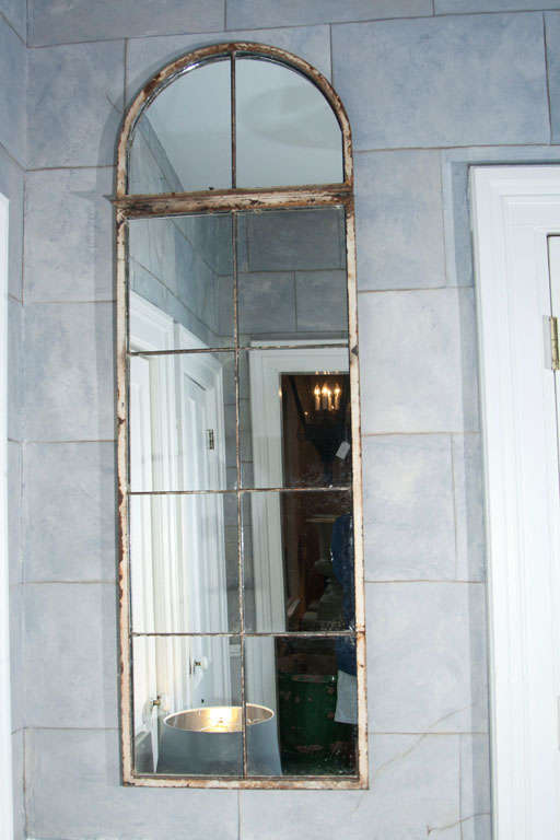 Arched Steel Window with Mirrored Panels at 1stDibs