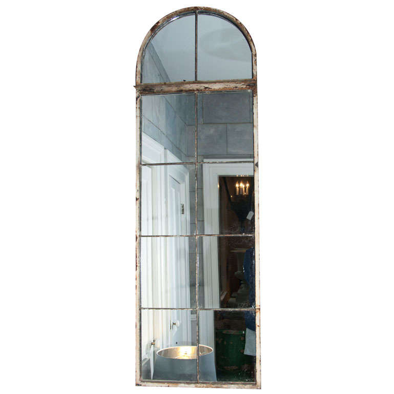 Arched Steel Window with Mirrored Panels at 1stDibs