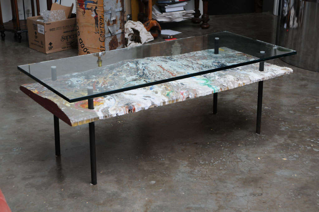 Folk Art Paint Splattered Coffee Table at 1stDibs