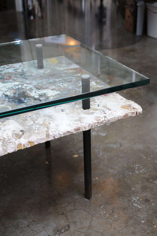 Folk Art Paint Splattered Coffee Table at 1stDibs