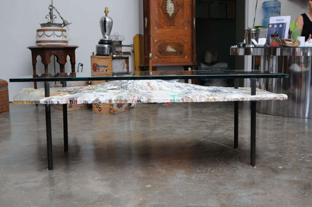 Folk Art Paint Splattered Coffee Table at 1stDibs