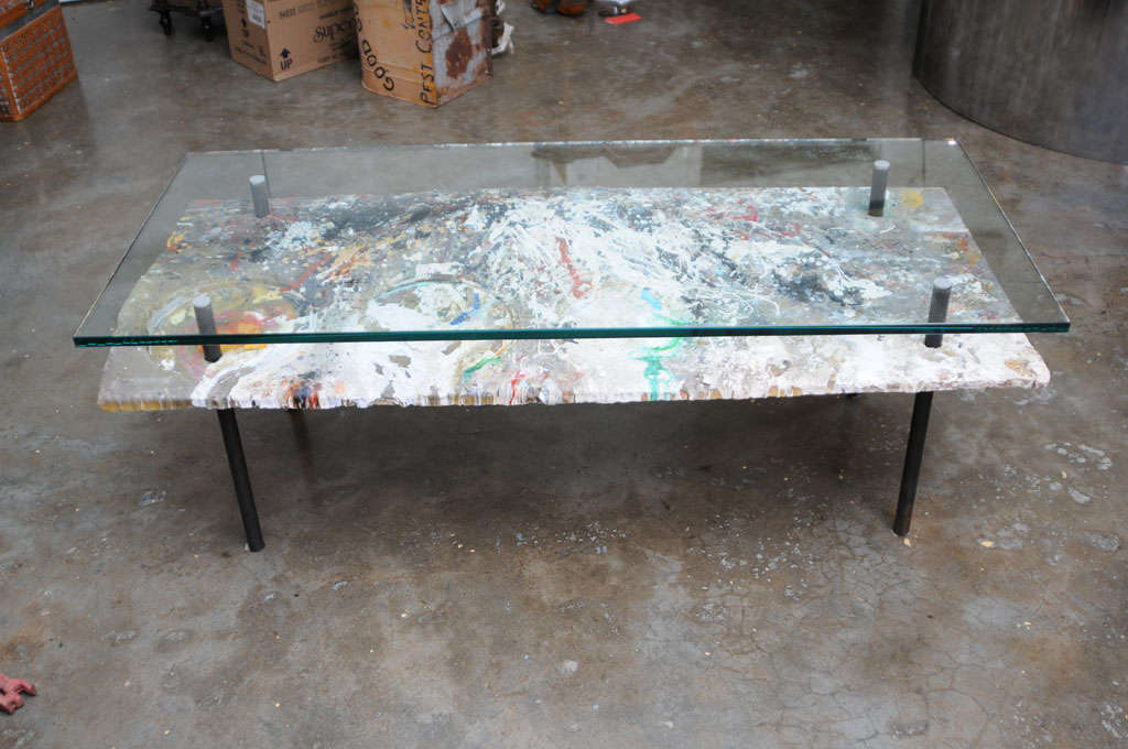 Folk Art Paint Splattered Coffee Table at 1stDibs