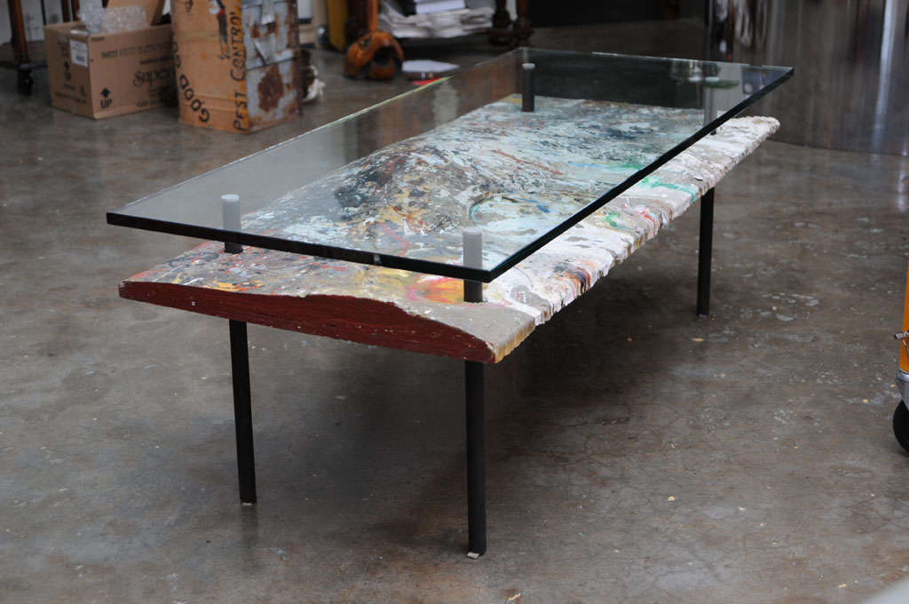 Folk Art Paint Splattered Coffee Table at 1stDibs