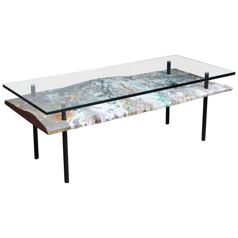Folk Art Paint Splattered Coffee Table at 1stDibs