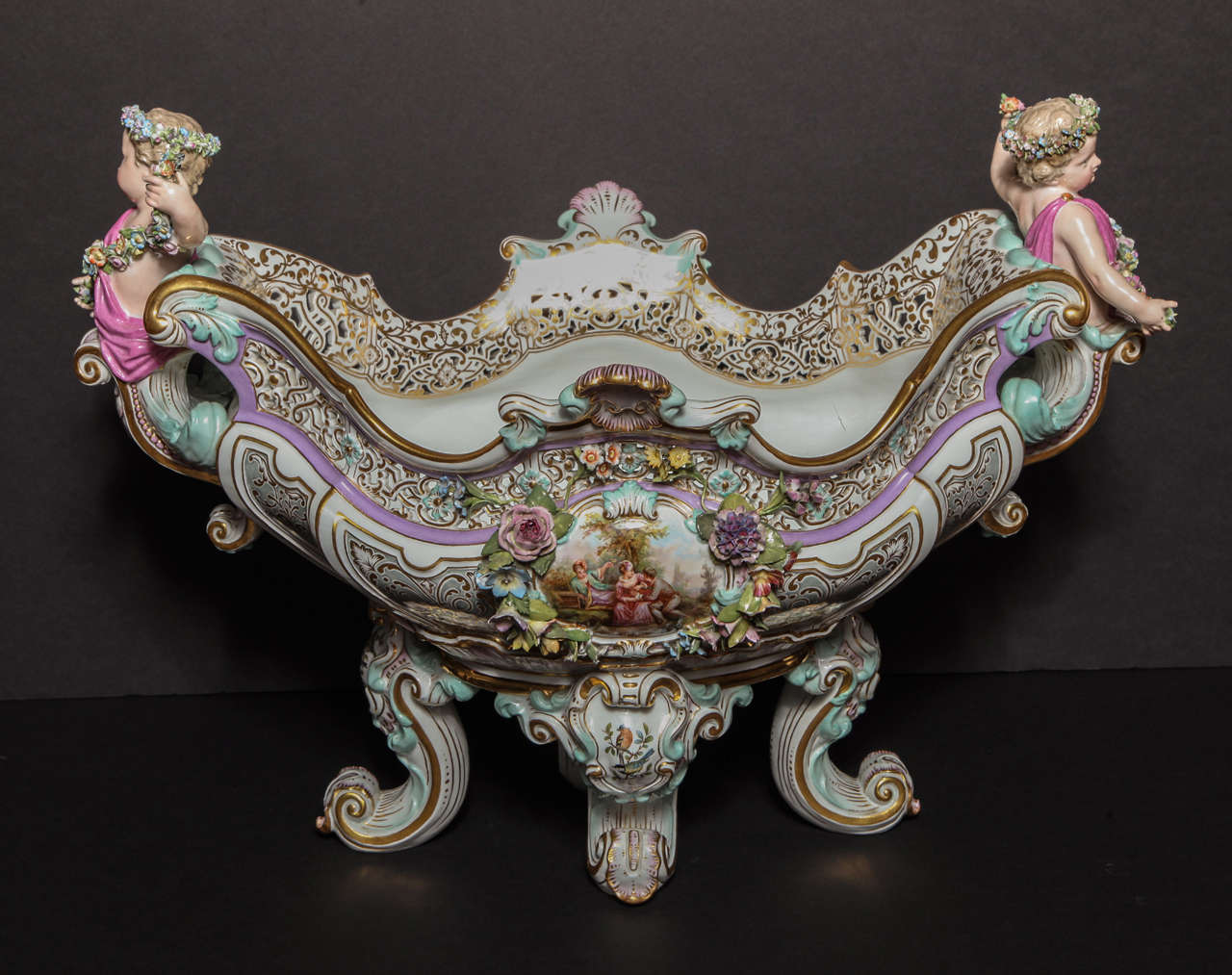 A Palatial Antique German Meissen Porcelain Figural Centerpiece at ...