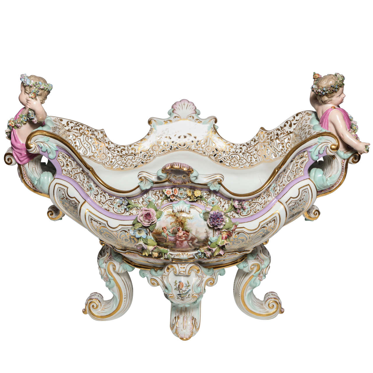 A Palatial Antique German Meissen Porcelain Figural Centerpiece at ...