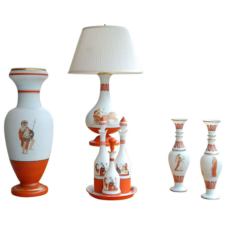 Collection of Orange and White Opalene For Sale at 1stDibs