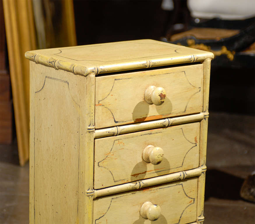 Petite 20th Century English Cream-Painted Faux Bamboo Wooden Chest of ...