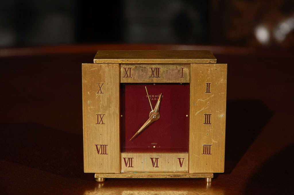 Hermes two door table/desk clock, brass , enamel at 1stDibs | hermes ...