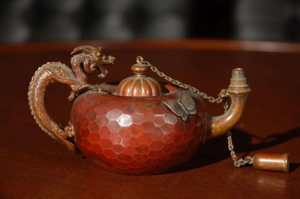 Gorham mixed metals oil lamp copper sterling bronze at 1stDibs