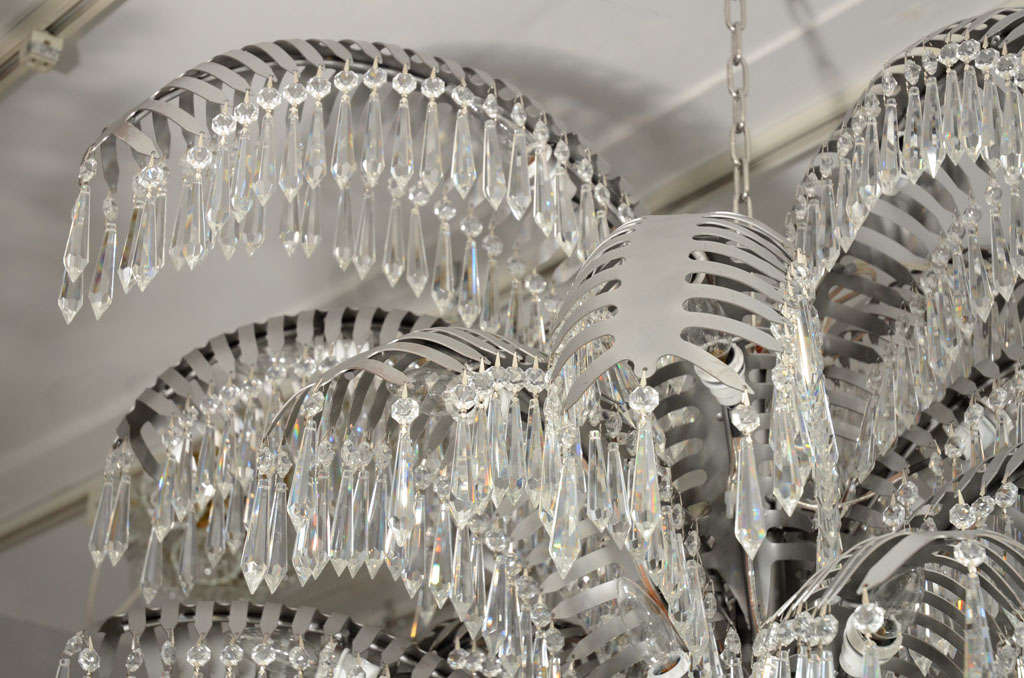 Stainless Steel and Cut Crystal Palm Tree Chandelier at 1stDibs