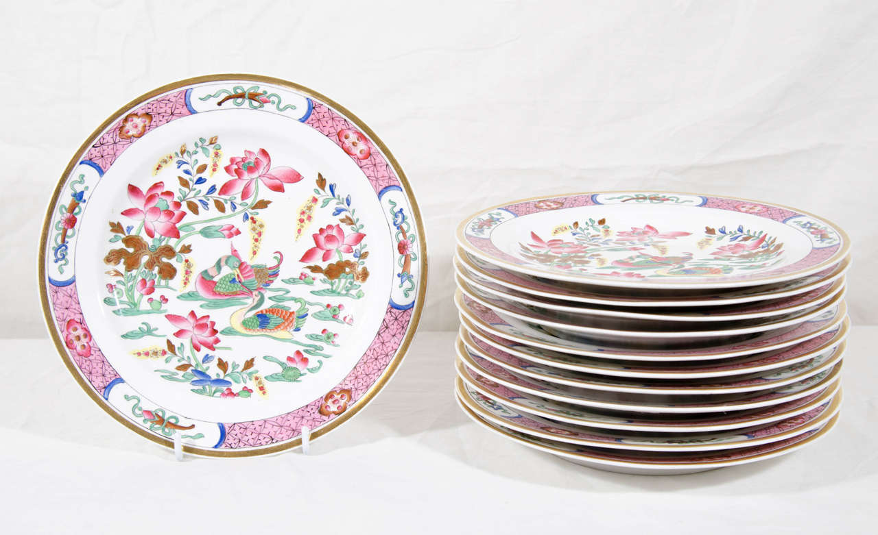 Antique Porcelain Dessert Service in the Spode "Pink Ducks" Pattern at ...