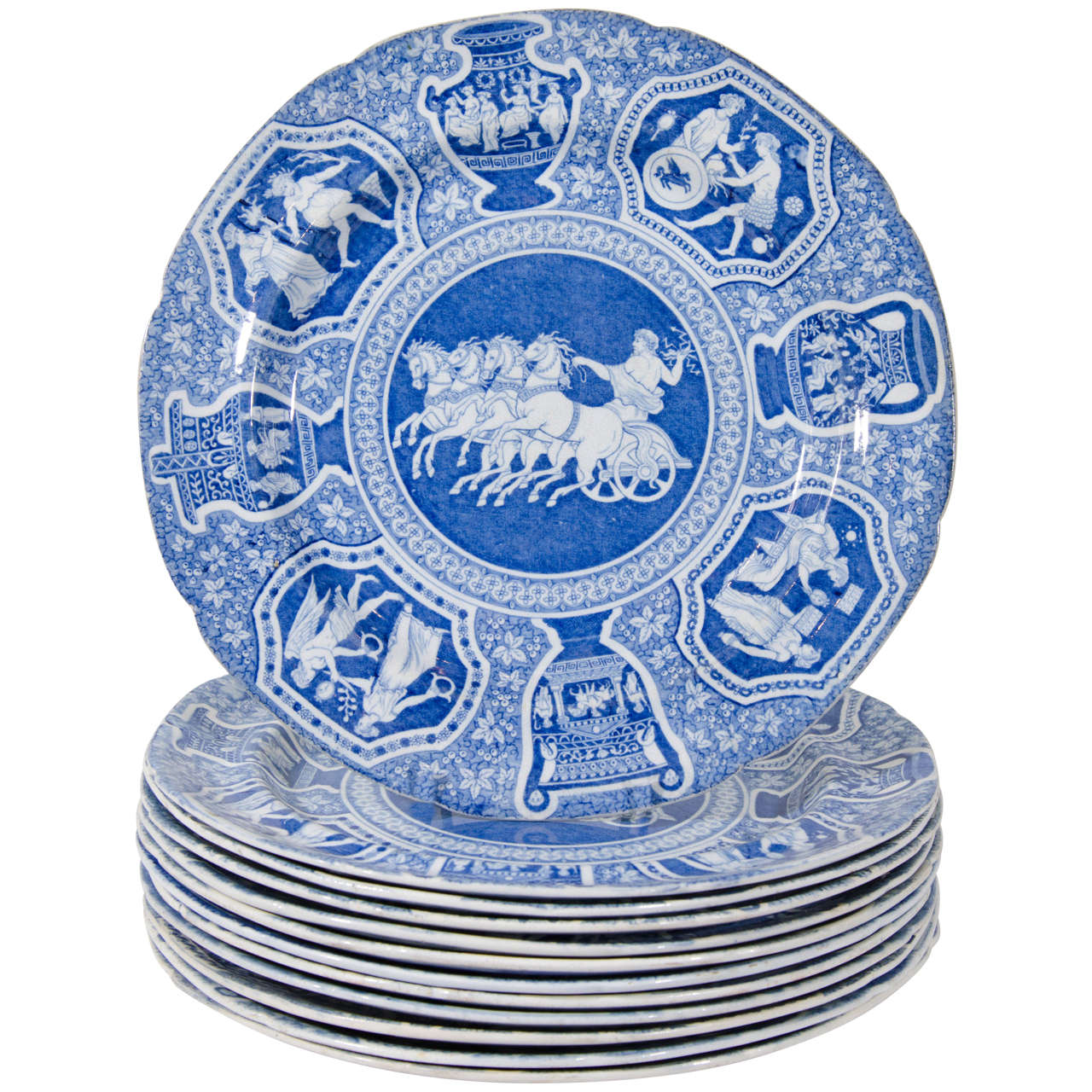Antique Blue and White Dishes "Greekware" at 1stDibs