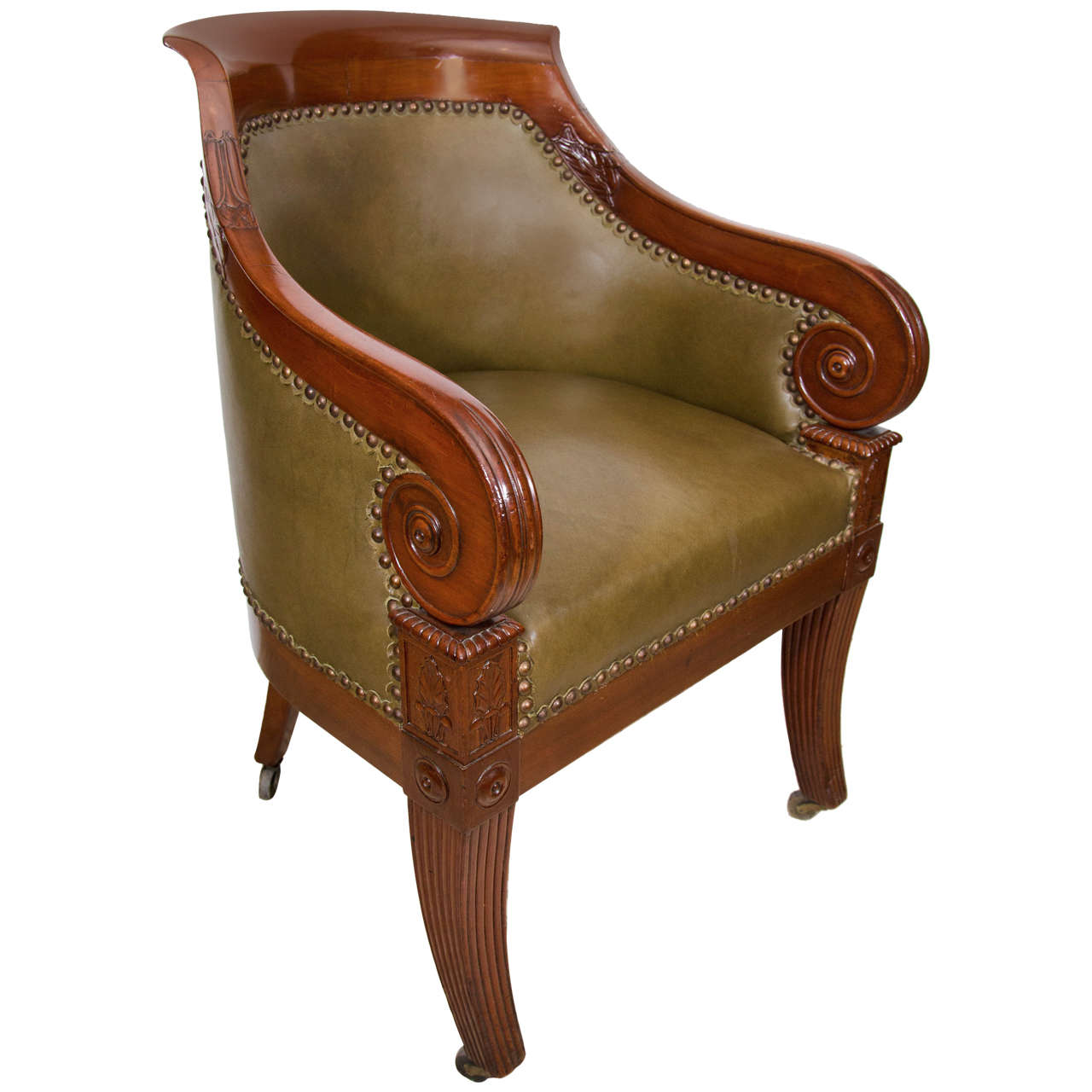 Regency Carved Mahogany Tub Chair at 1stDibs