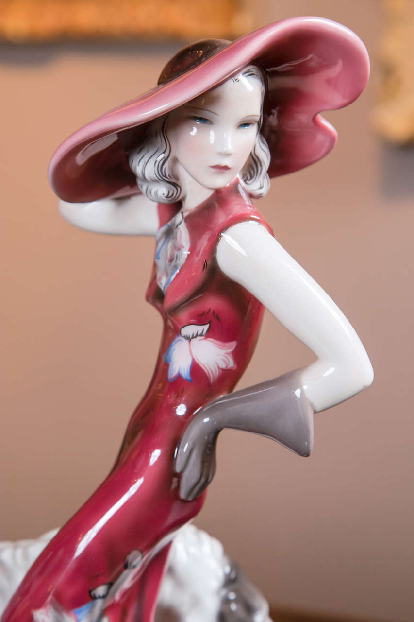 Goldscheider Deco Woman with Russian Wolfhound at 1stDibs