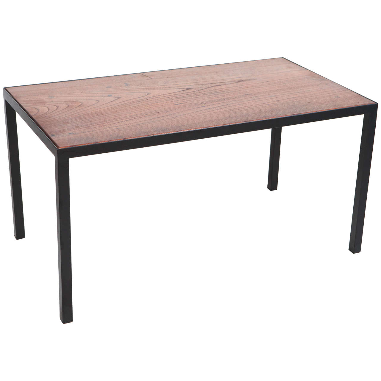 Dark Stained Oak Table with Metal Frame at 1stDibs