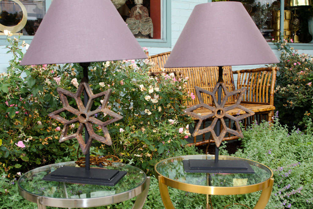 Pair of Architectural Cast Iron Stars Mounted as Table Lamps For Sale ...