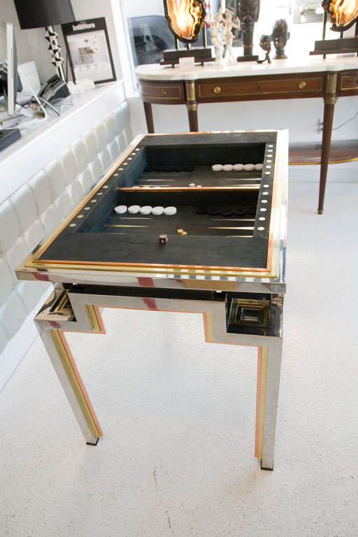Tri-Metal Backgammon Table by Alain Delon for Maison Jansen at 1stDibs