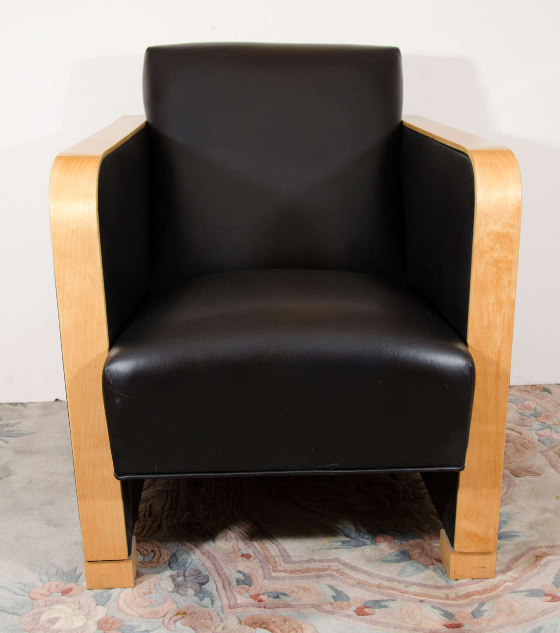 Art Deco Club Chair in Black Motorcycle Leather For Sale at 1stDibs ...