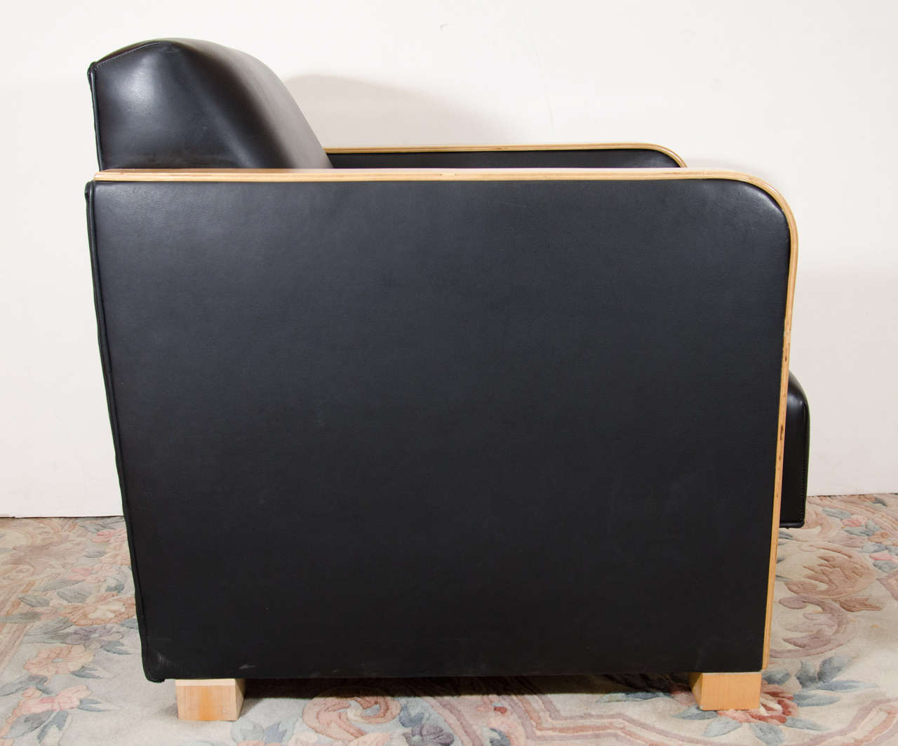 Art Deco Club Chair in Black Motorcycle Leather For Sale at 1stDibs ...