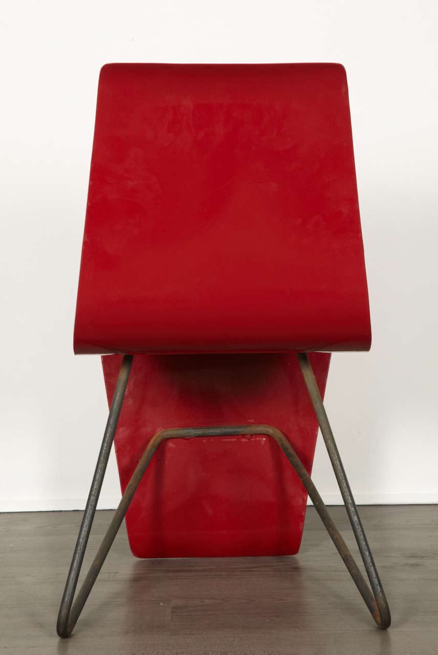 1950s André Bloc plywood and steel "Bellevue" Chair at 1stDibs