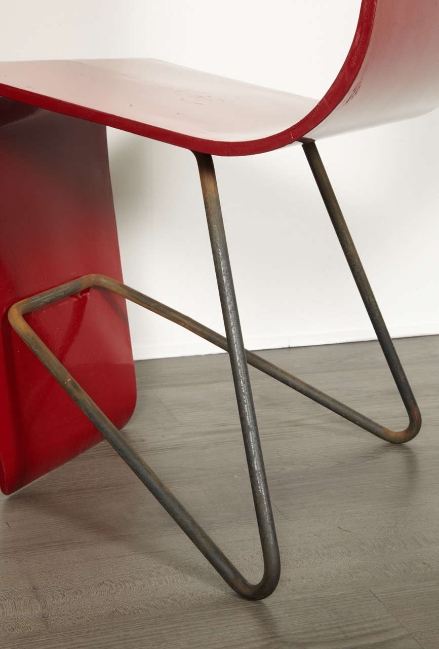 1950s André Bloc plywood and steel "Bellevue" Chair at 1stDibs