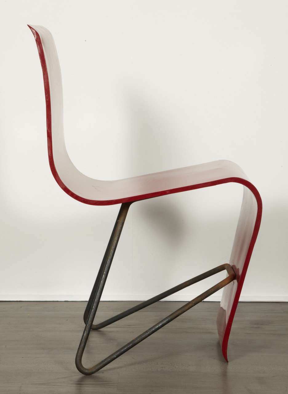 1950s André Bloc plywood and steel "Bellevue" Chair at 1stDibs