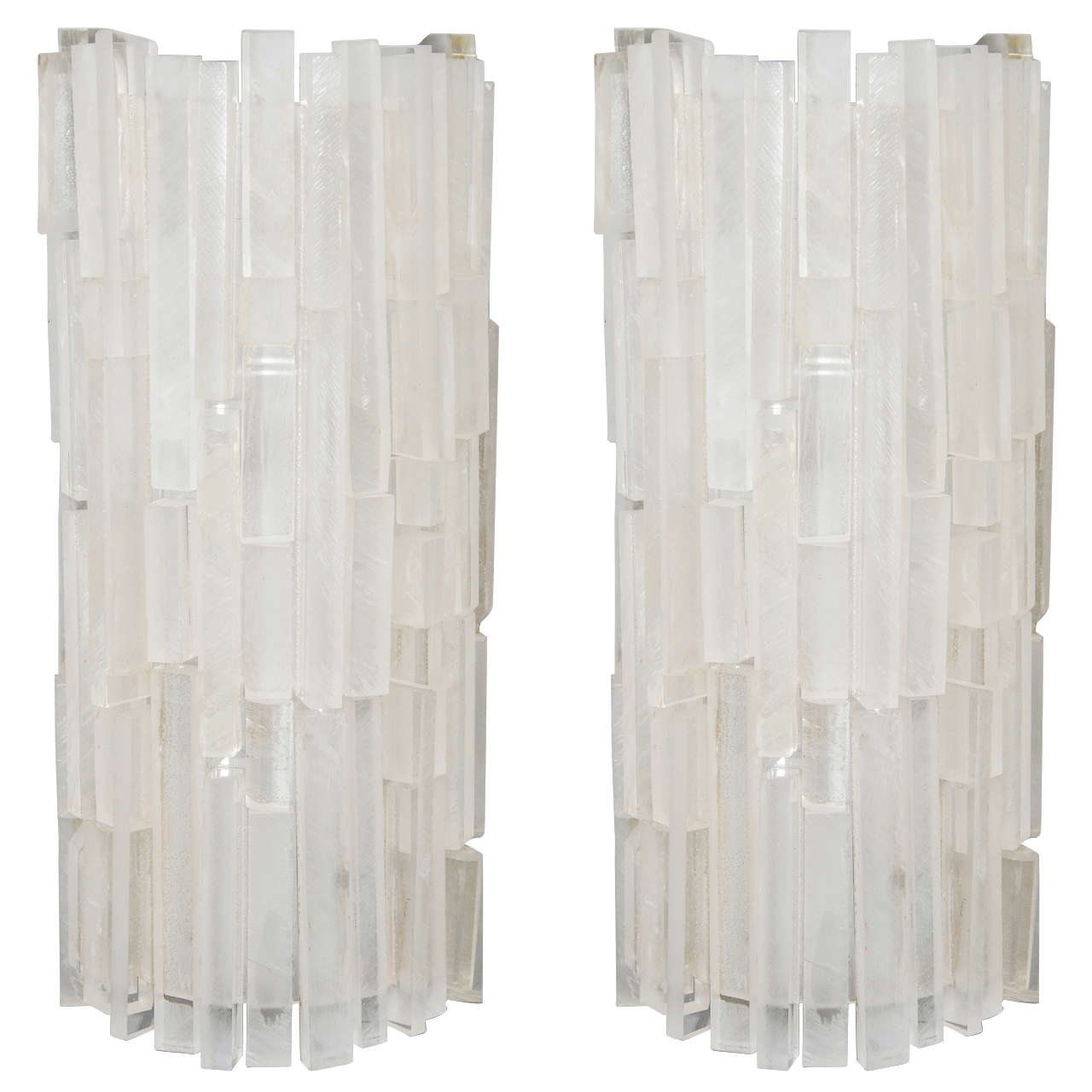 Pair of Custom Lucite Block Sconces For Sale at 1stDibs